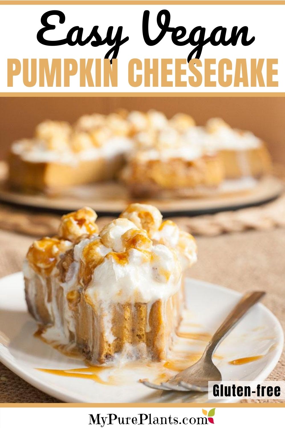 Baked Vegan Pumpkin Cheesecake - My Pure Plants