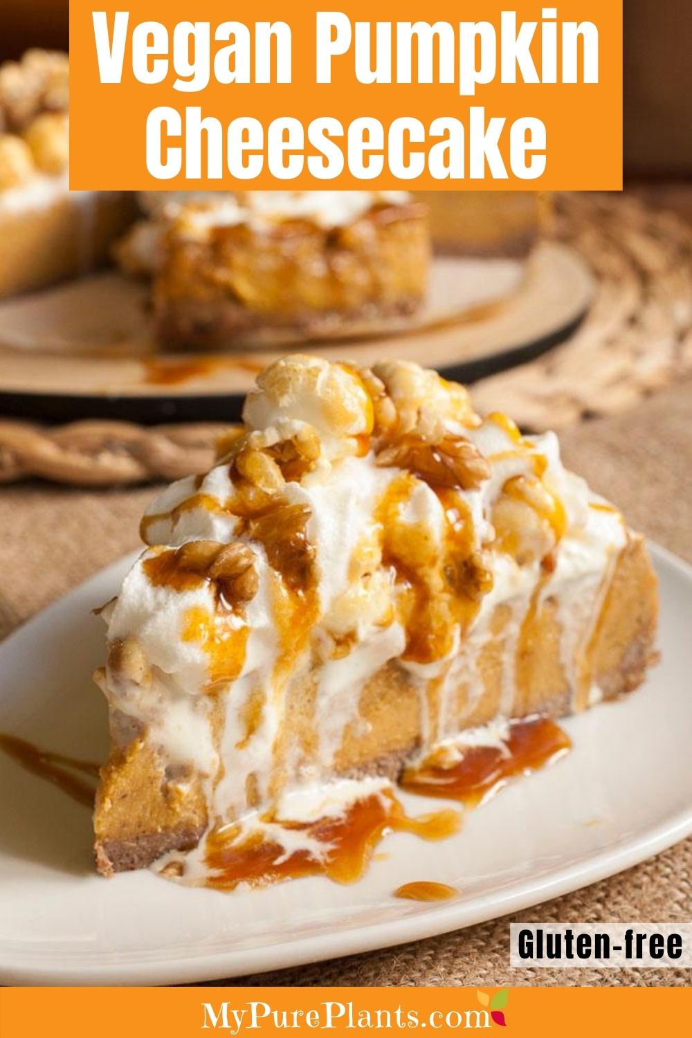 Baked Vegan Pumpkin Cheesecake - My Pure Plants